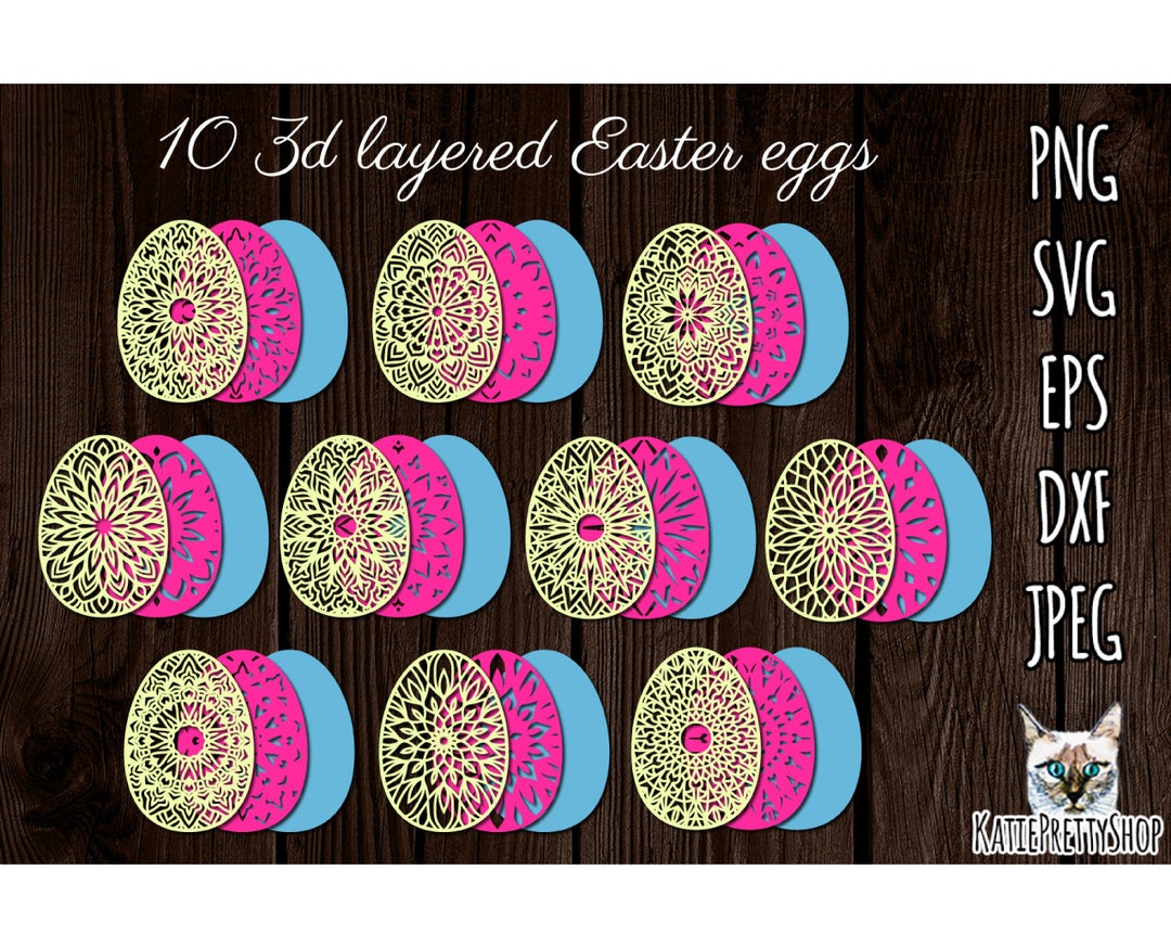 3d Layered Easter Eggs Svg Bundle Layered Cut Files. Mandala - Etsy