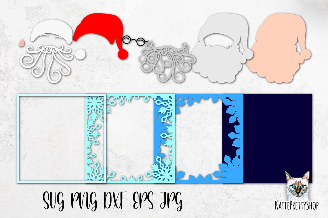 3D Santa Paper Cut SVG, Christmas Layered Cut File. Christmas Papercut ...
