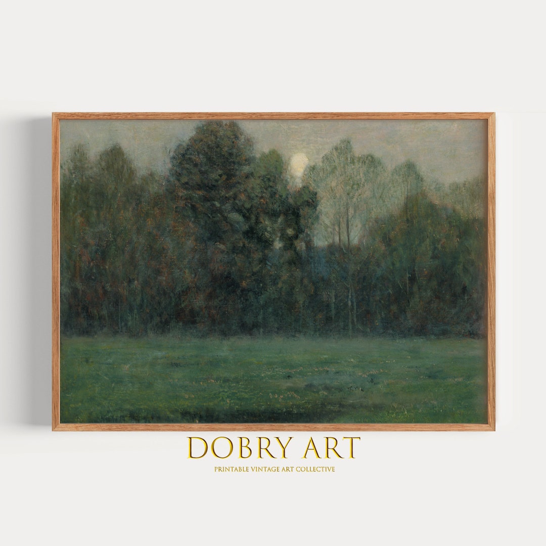 Moonlight Landscape Painting Printable Vintage Wall Art Prints, Antique ...