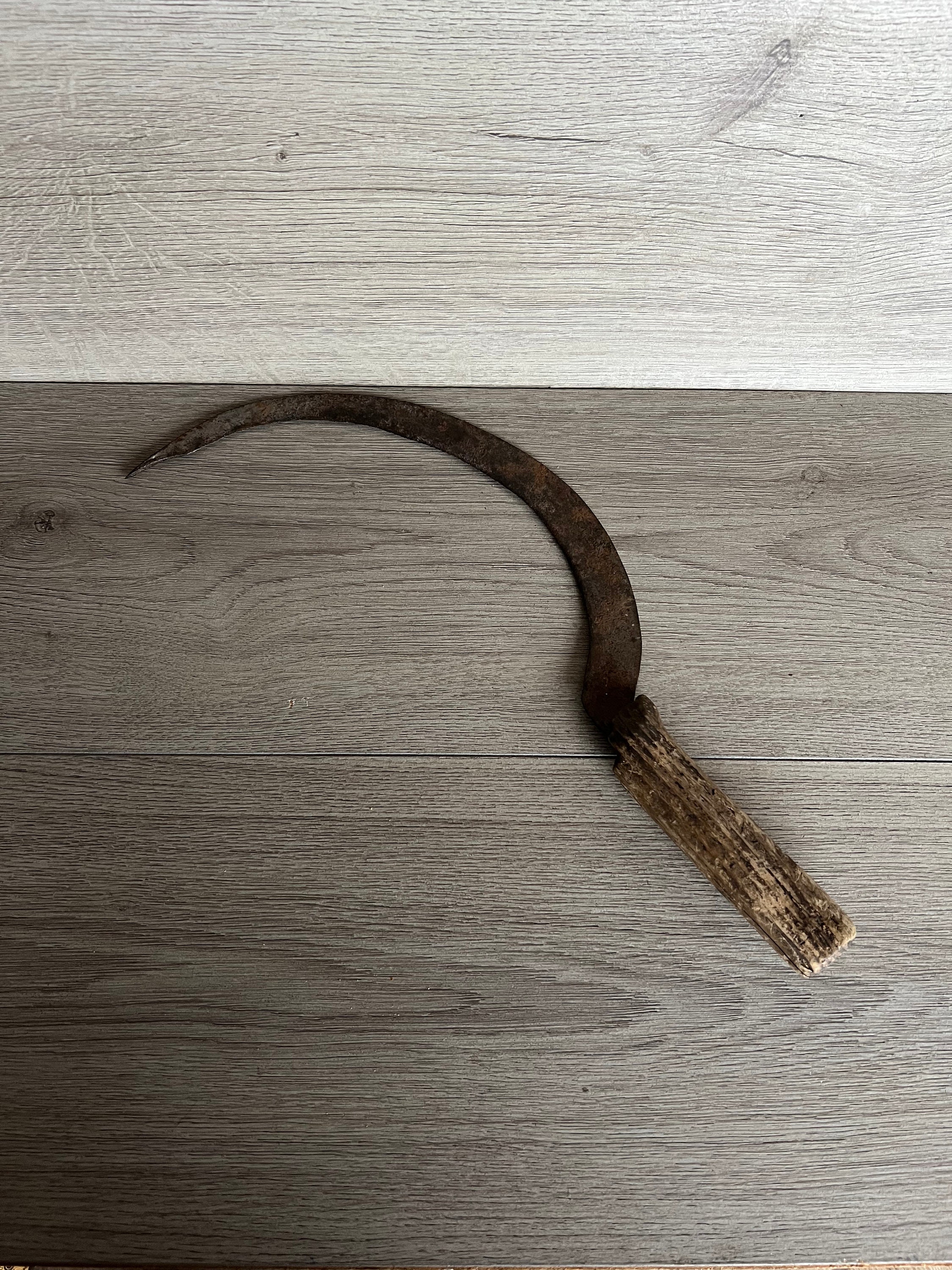 Vintage Old Hand Forged Sickle Rustic Wooden Sickle Antique Hand Garden ...