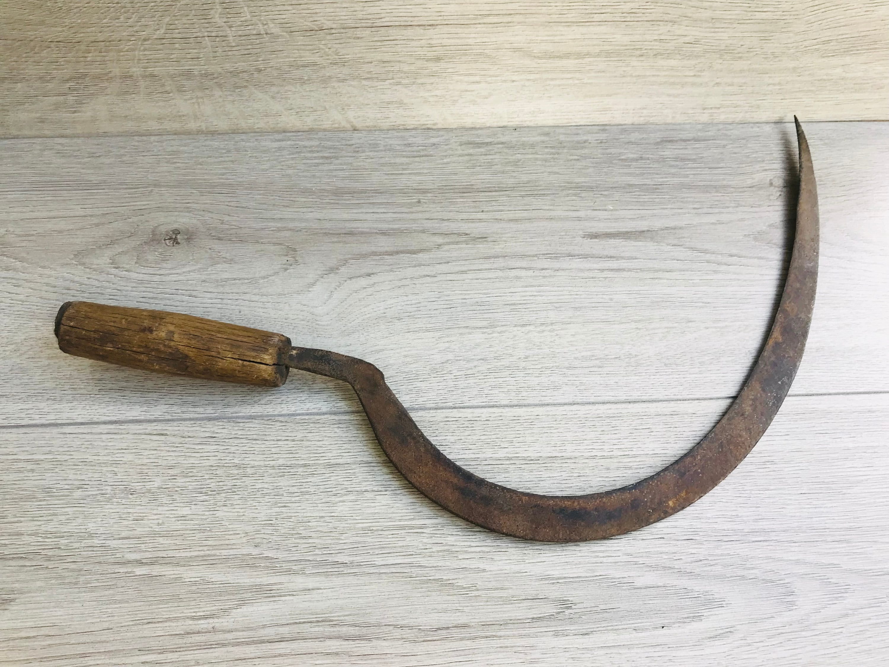 Vintage Old Hand Forged Sickle Rustic Wooden Sickle Antique - Etsy