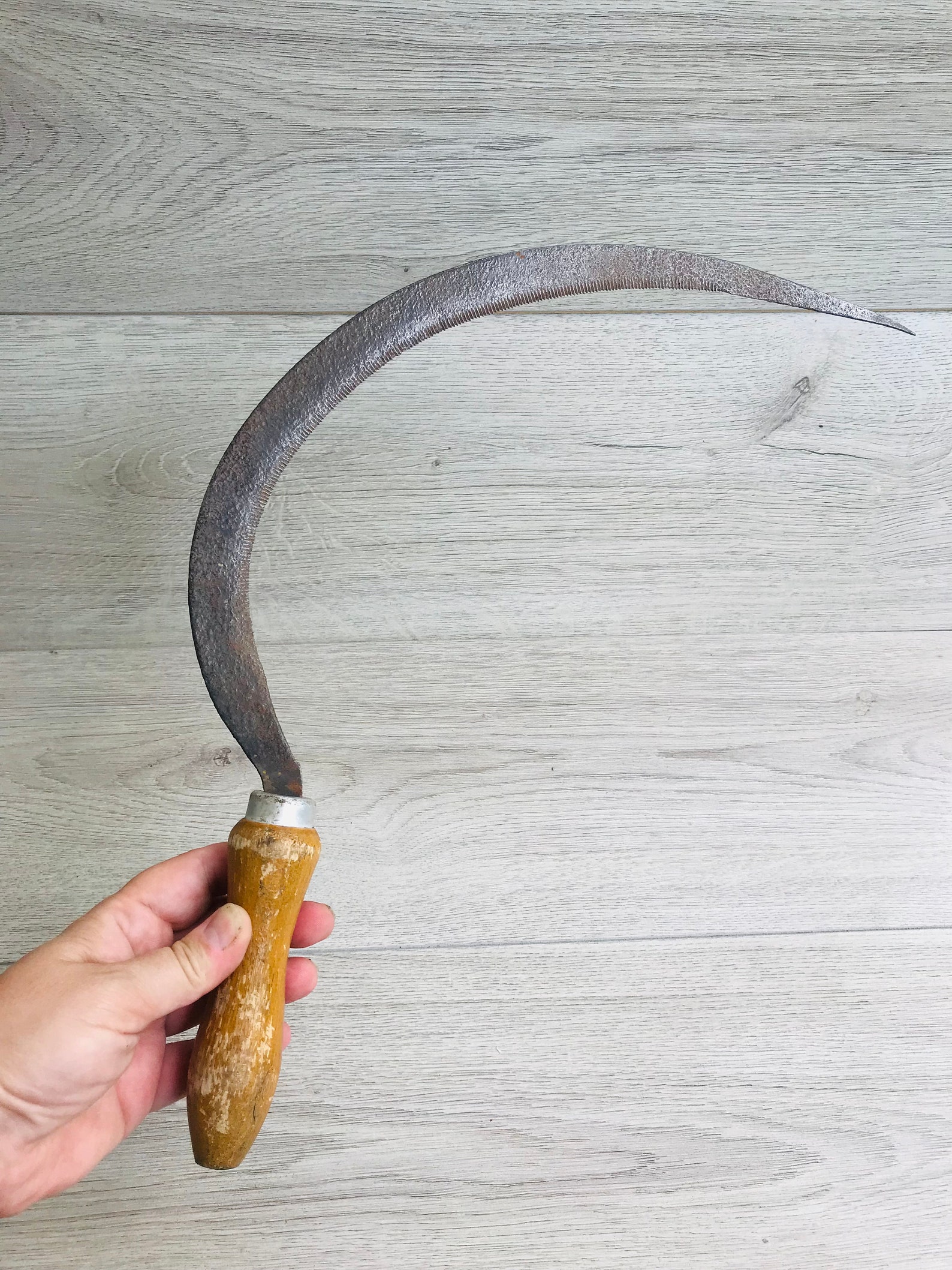 Vintage old hand forged sickle Rustic wooden sickle Antique | Etsy