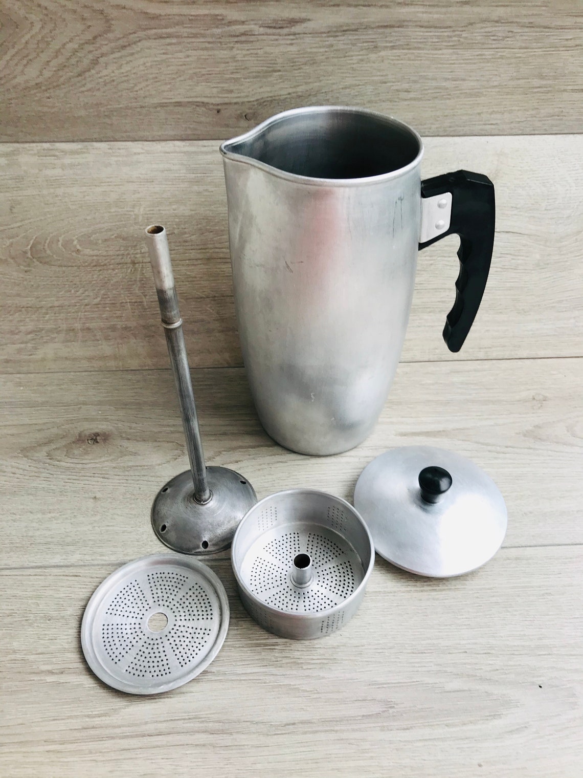Vintage Large Aluminum Coffee Pot 2 Liter Tea Pot Silver - Etsy