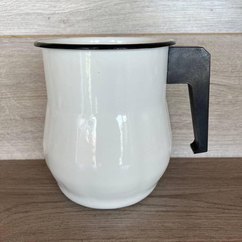 White Enamel Pitcher - Etsy