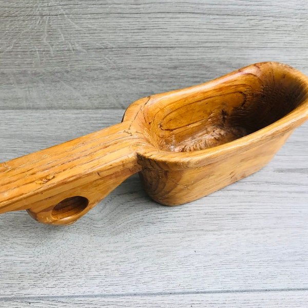 Antique Hand Carved Wooden Scoop - Etsy