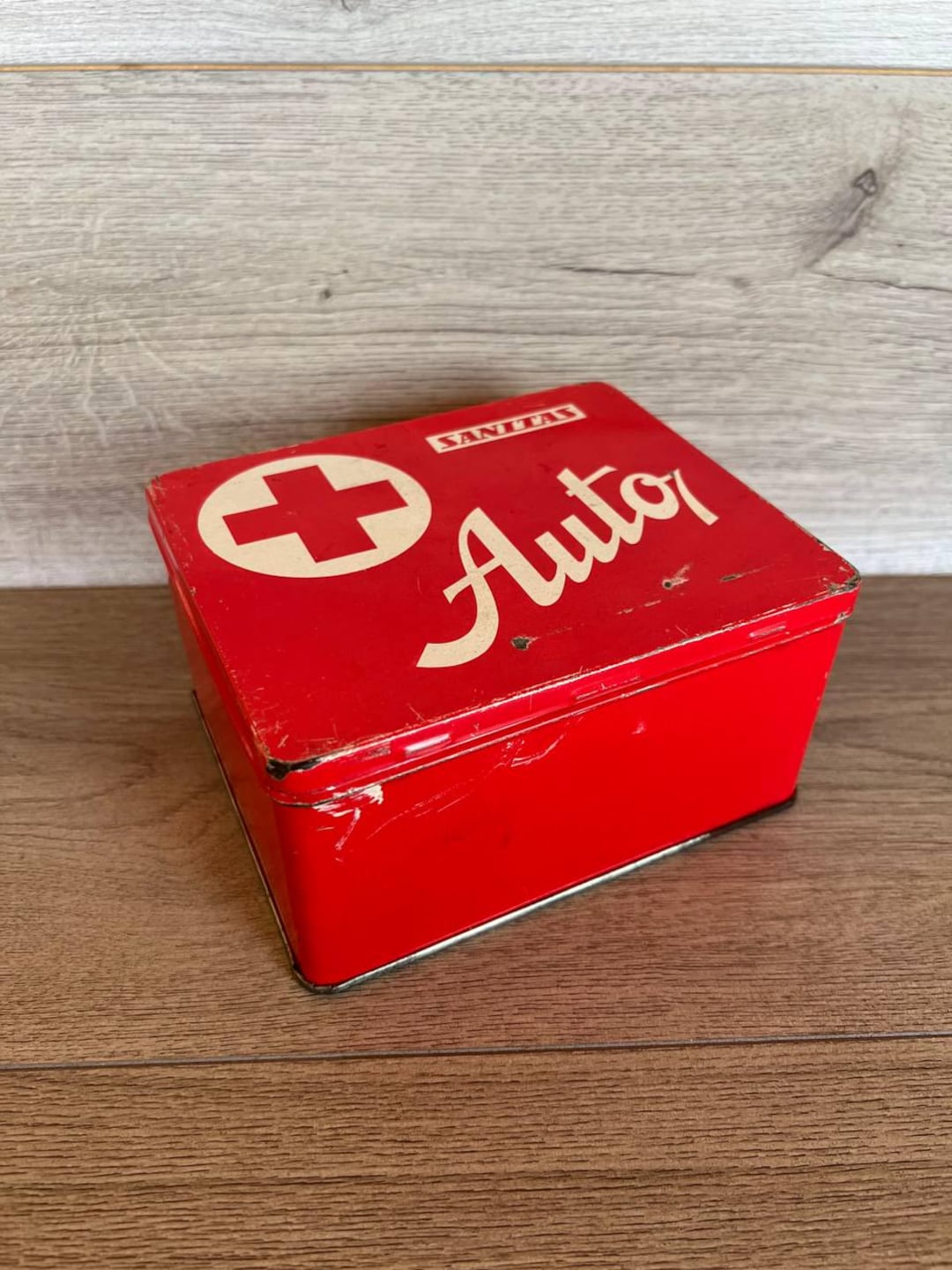 Vintage First Aid Box Red Metal Box With a Cross Medical Box Medicine ...