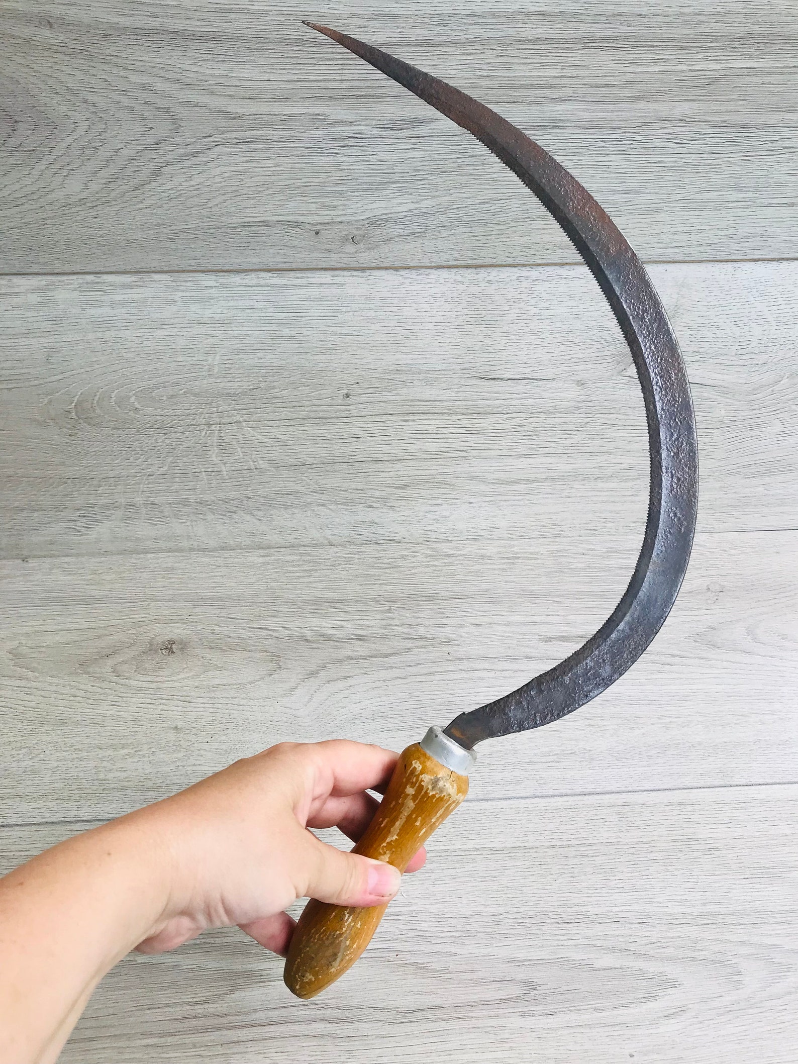 Vintage old hand forged sickle Rustic wooden sickle Antique | Etsy