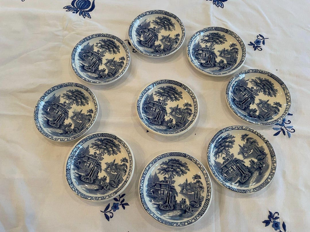 Art Deco Adams Blue Landscape Set of 9 Coasters, Gift for Her, Birthday ...