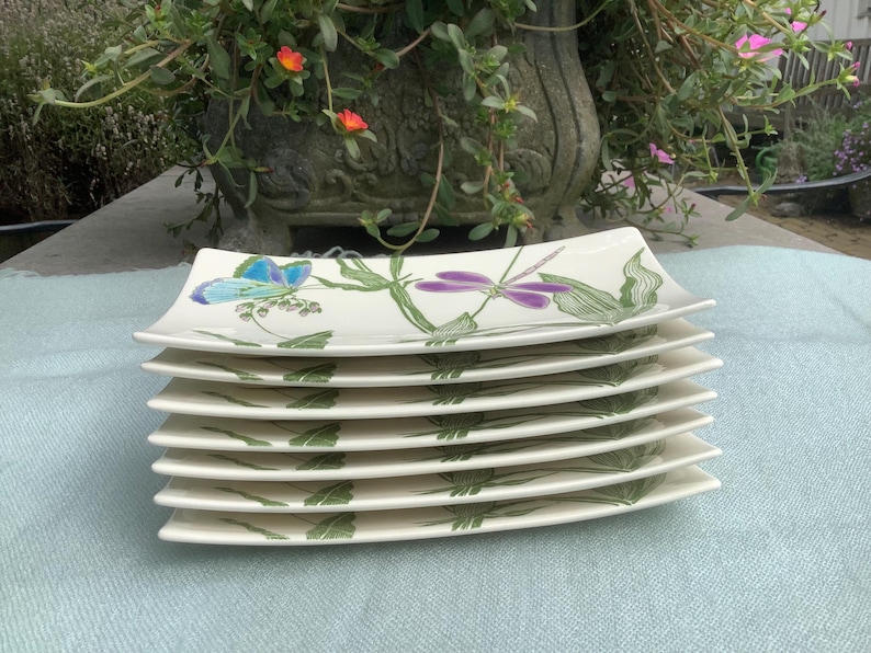 Vaisselle et tasses rectangulaires Libellules en faïence de Gien stock ...