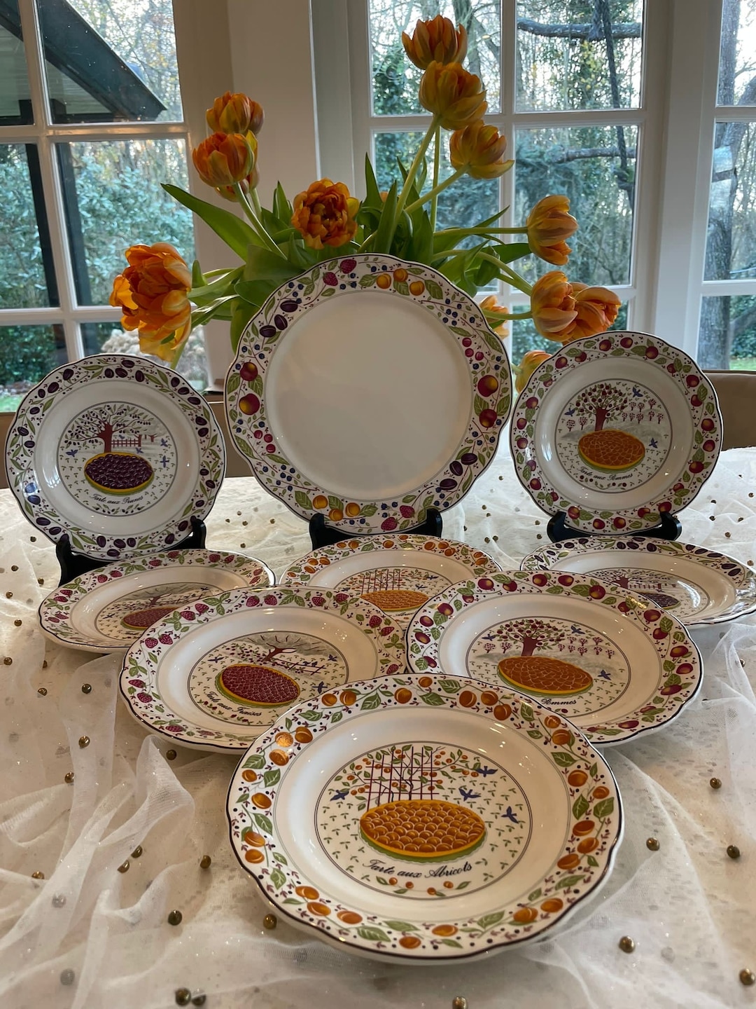 Gien Les Tartes Set of 8 Pastry or Dessert Plates, Birthday Gift, Gift ...