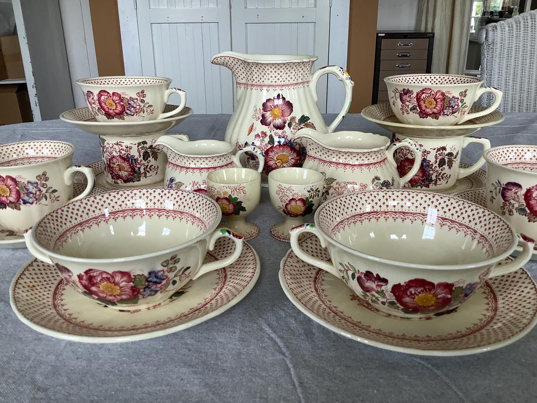 Mason’s Paynsley Patt Pink Set of Cups, Soup Bowls, Jug and More, Gift ...