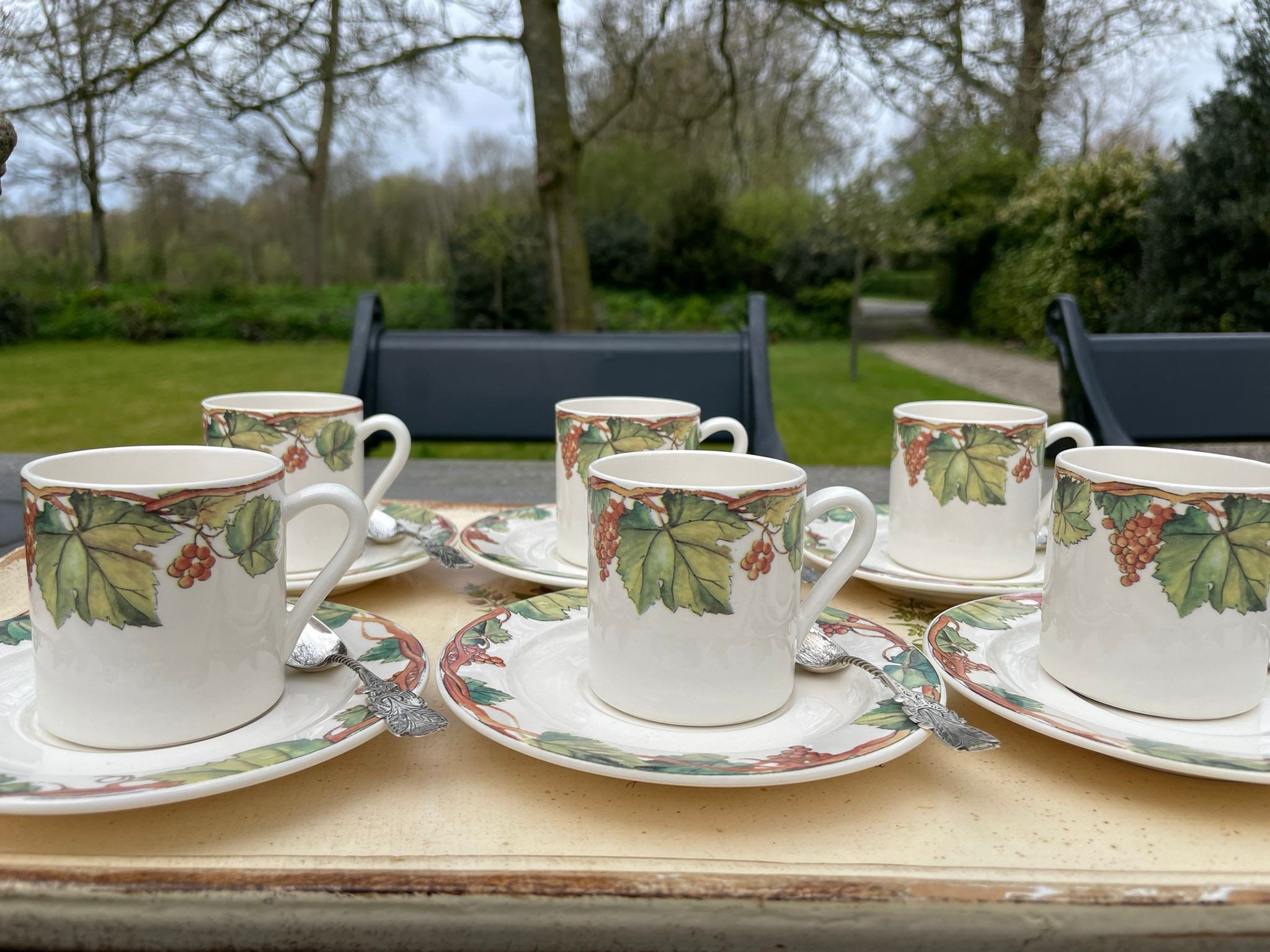 Faïencerie De Gien Feuillage Set of Six Coffee Cups and Saucers, FREE ...