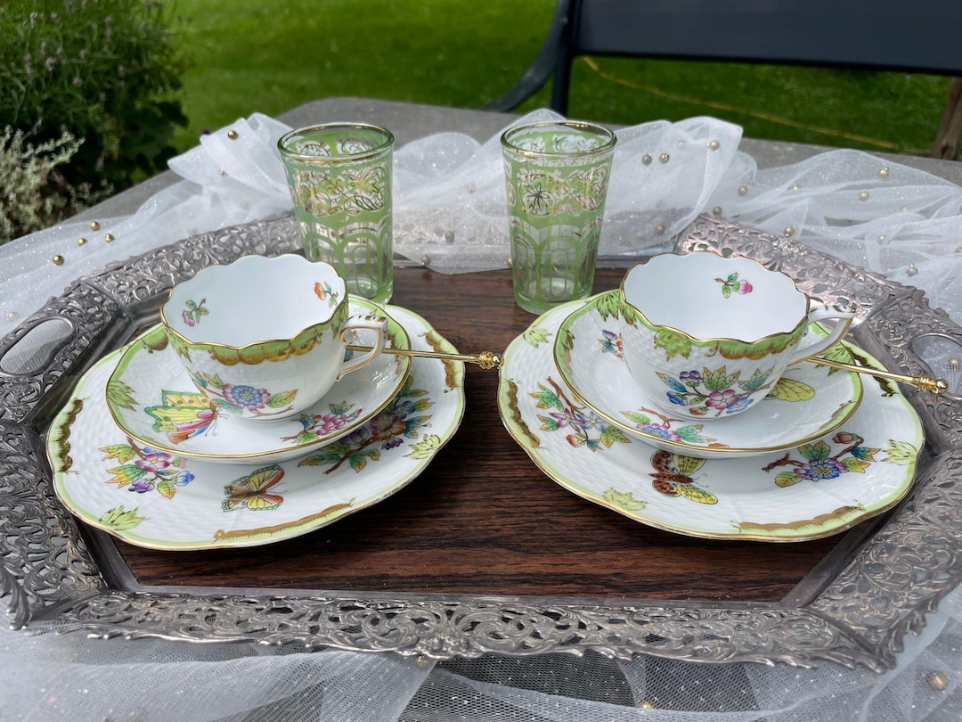 Herend Hungary Victoria, Two Sets Espresso and Pastry, Gift for Her ...
