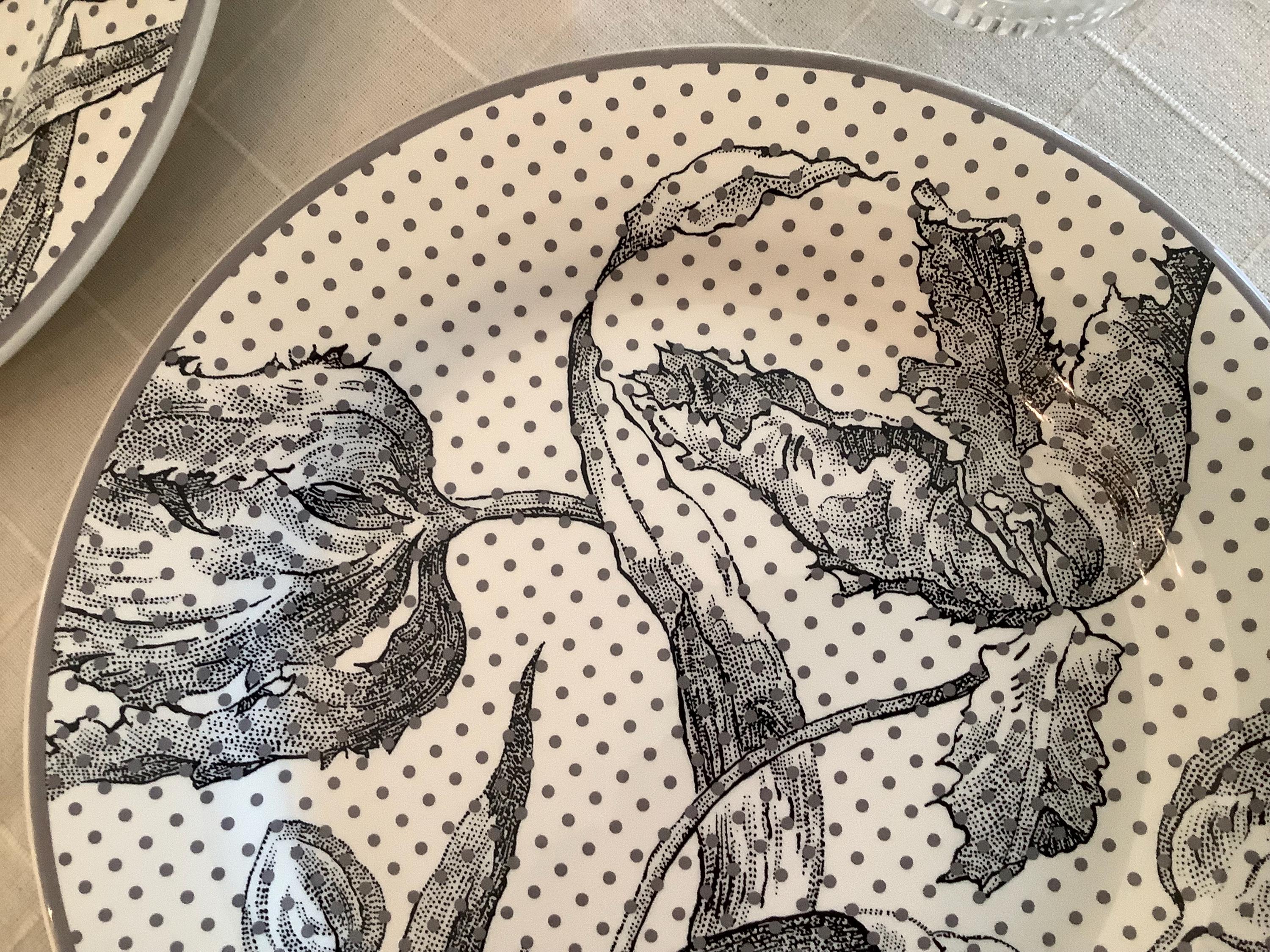 Faïencerie De Gien France, Set of 4 Tulipes Allure XL Dinner Plates ...