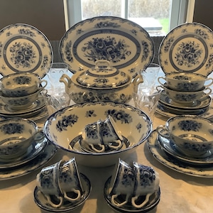 Blue Rose Dinner Service for 6 Place Settings, FREE SHIPPING, 33 Pieces ...