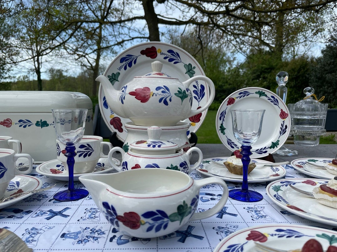 Royal Boch Boerenbont gingham Tea and Pastry Set, FREE SHIPPING ...