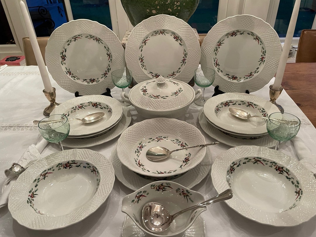 Marlborough Old English Chelsea Dinner Service With Exotic Paradise ...