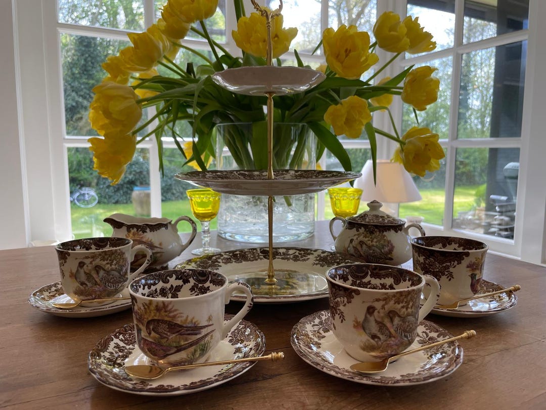 Palissy Game Series Etagere and 4 Cups and Saucer With Sugar and Cream ...