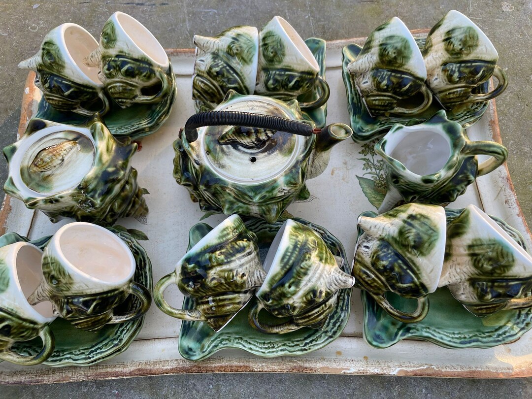 Majolica Japanese Sea Shells Tea Service Barbotine FREE - Etsy