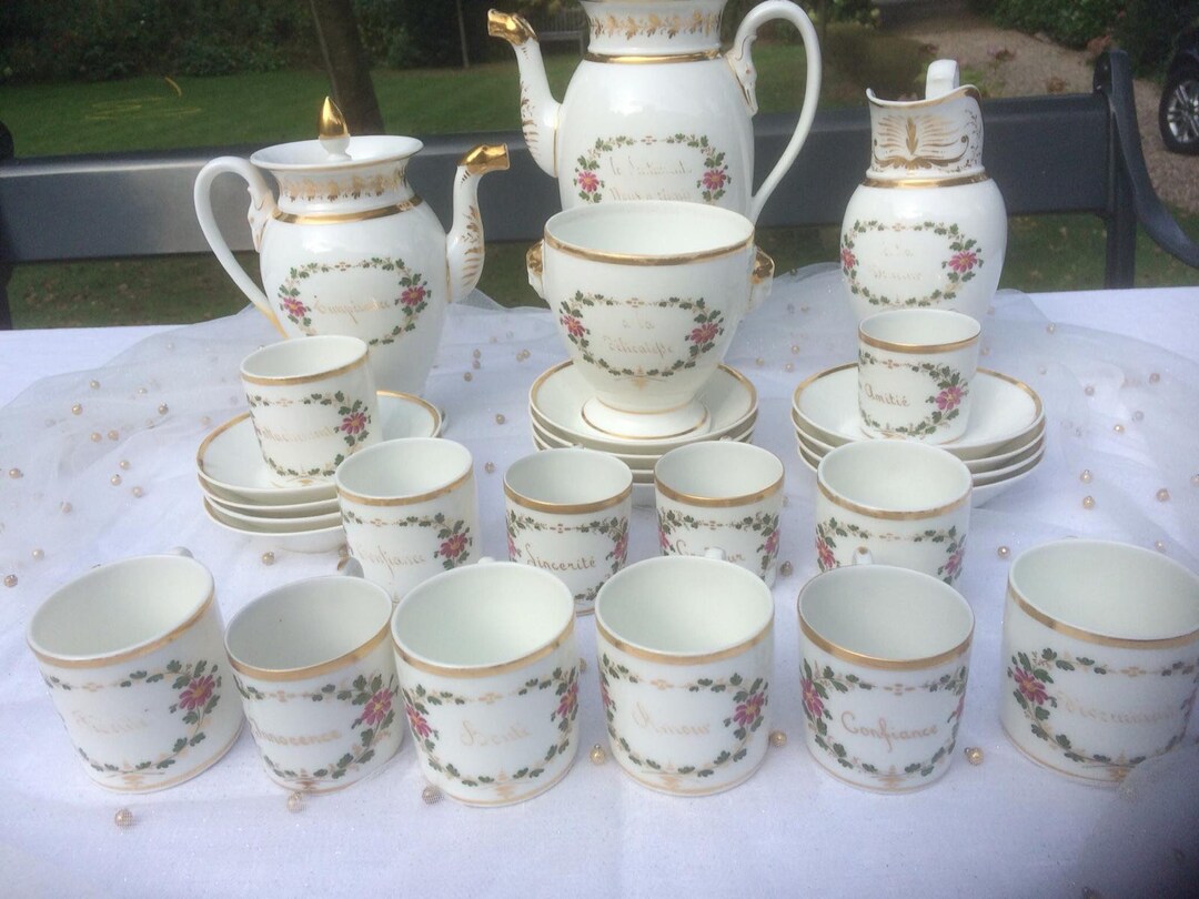 French Porcelain Tea Service Les Sentiments Nous a Reunis , Wedding ...