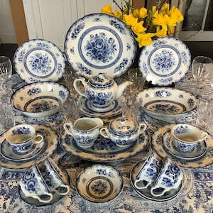 Blue Rose Tea and Breakfast Service, Wedding Gift, Bridal Shower Gift ...