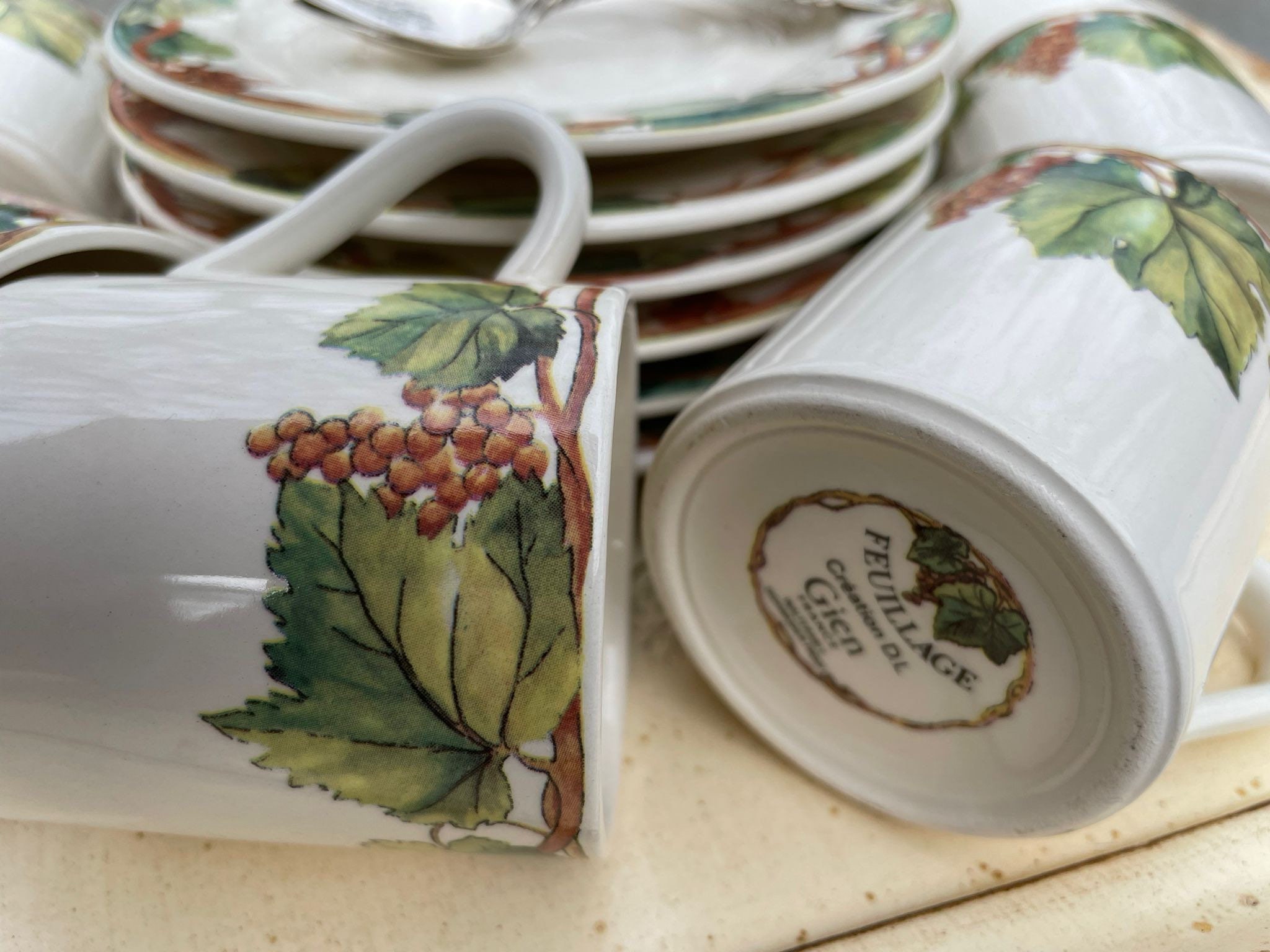 Faïencerie De Gien Feuillage Set of Six Coffee Cups and Saucers, FREE ...