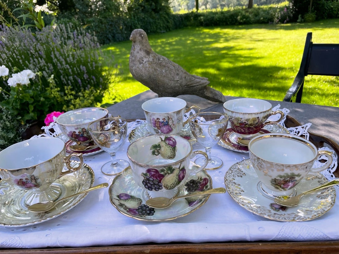 Cluster Porcelain Set of 6 Cups and Saucers, Gift for Her, Birthday ...