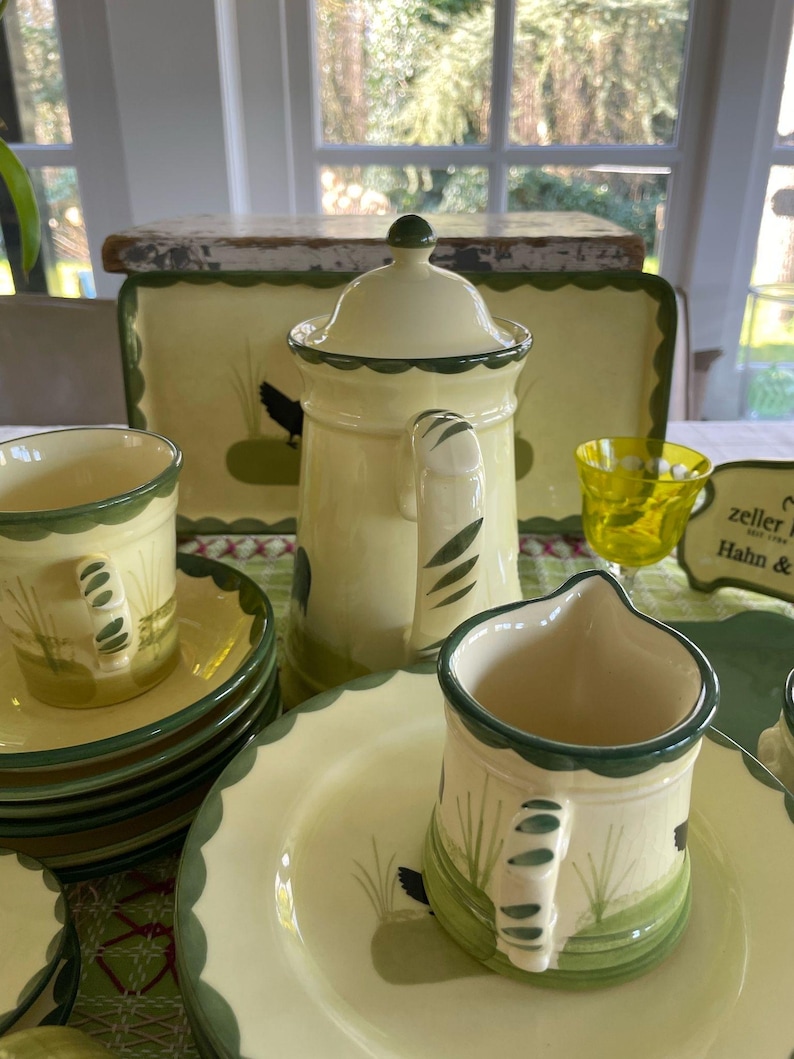 Vintage Zeller Keramik Coffee and Cake Set, Rooster Chicken Design ...