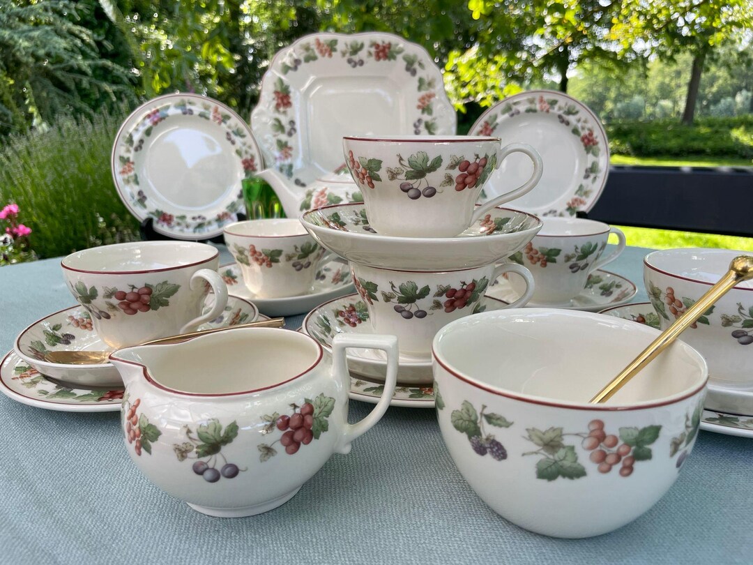 Vintage Wedgwood Provence Tea Set, Cream Queen's Ware, Berries Design ...