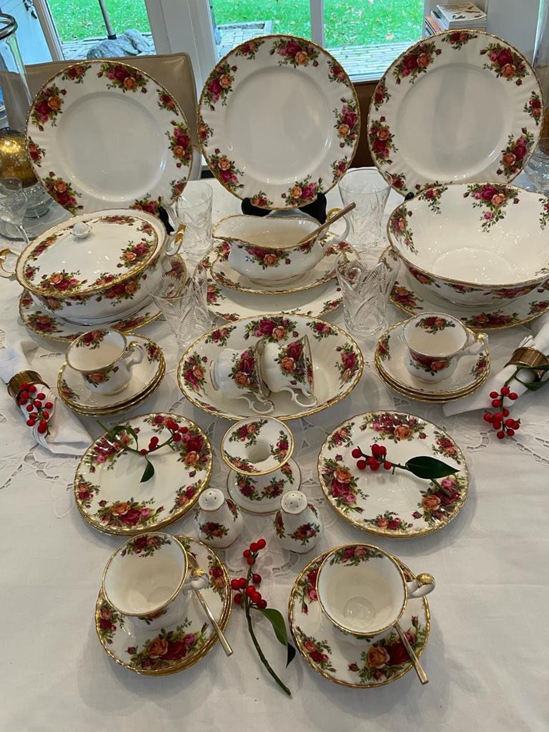Royal Albert Old Country Roses Dinner Set for 6 Place Settings, Wedding ...