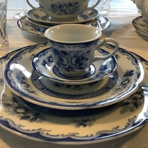 Vintage Blue Rose Porcelain Brunch Set, Japan, 33 Pieces - Etsy