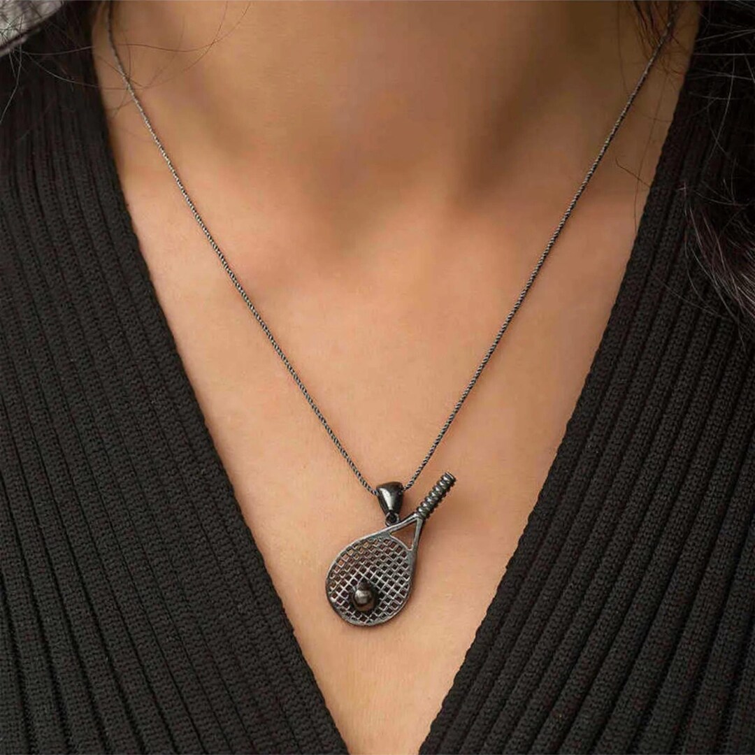 Tennis Racket Necklace, Sterling Silver Racket Pendant, Tennis Player ...