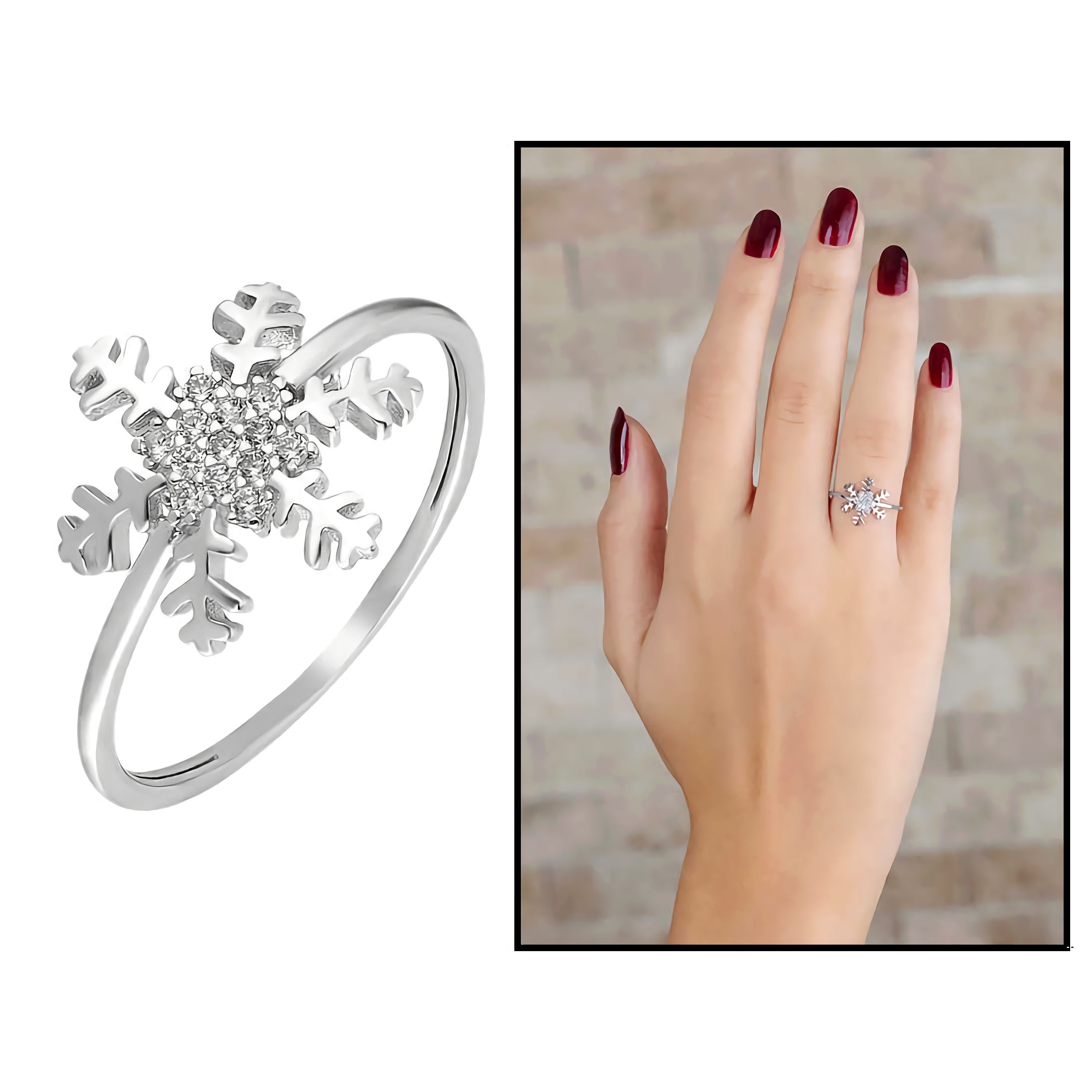 Snowflake Ring 925 Sterling Silver With Zircon Stone for Women - Etsy