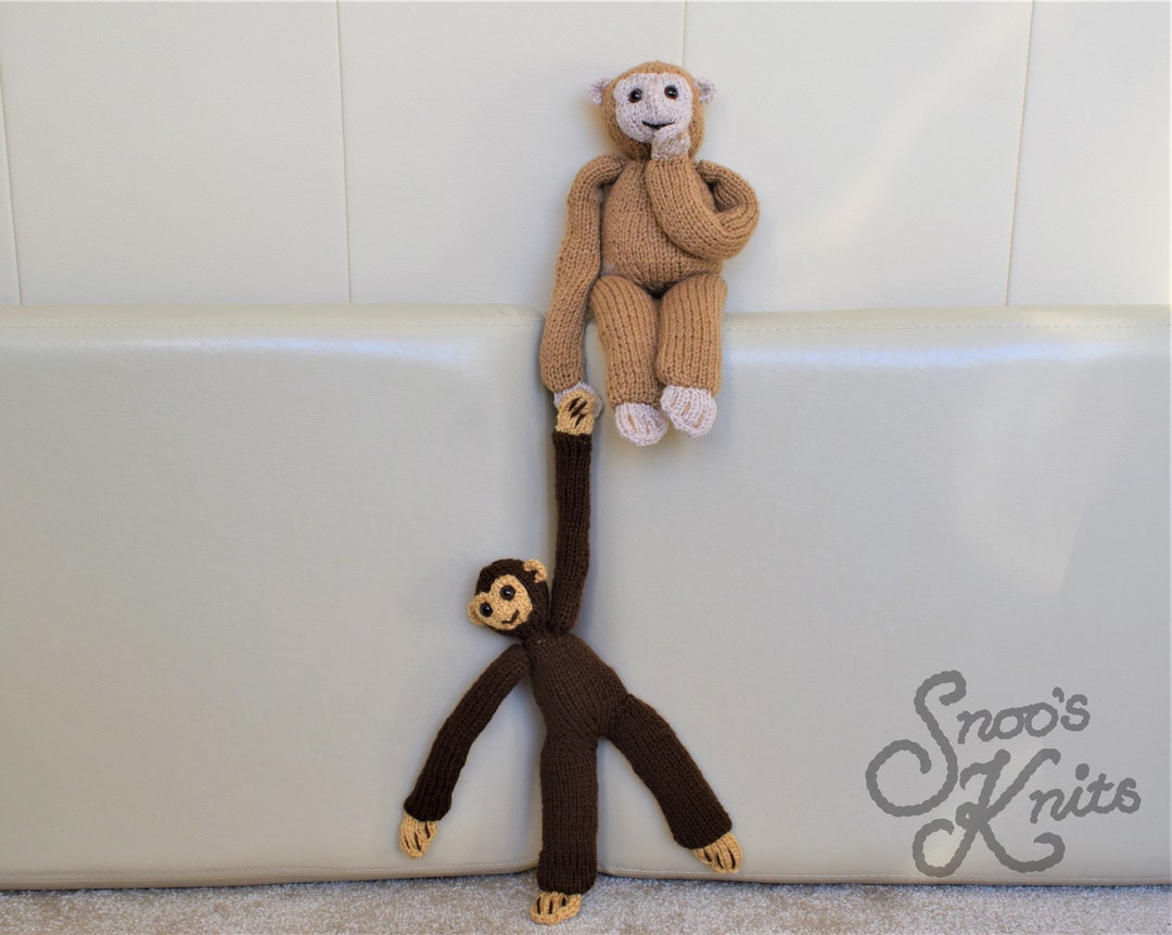 Hanging Monkey Chimpanzee Toy Two Sizes Knitting Pattern Snoo's Knits ...
