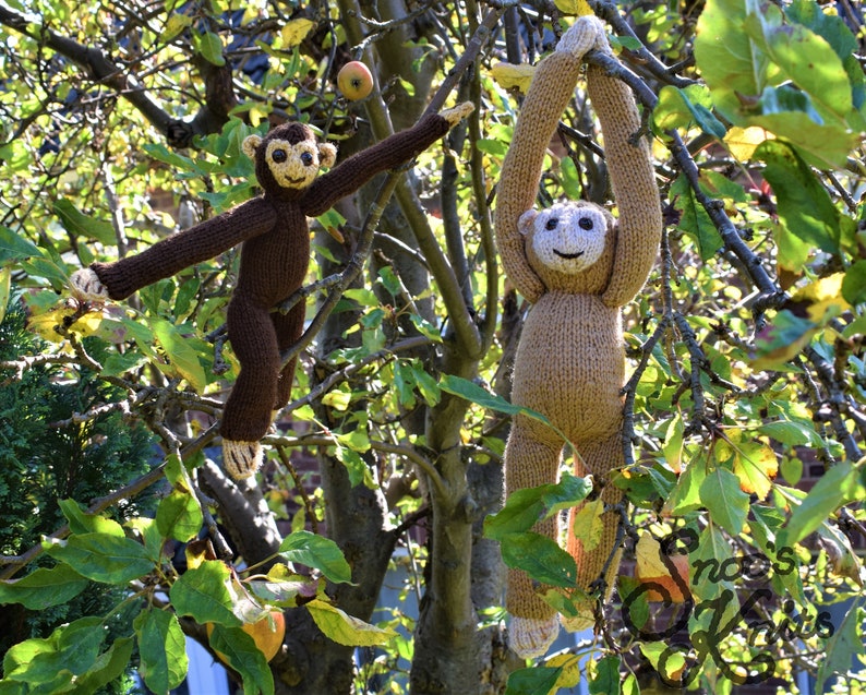 Hanging Monkey Chimpanzee Toy Two Sizes Knitting Pattern - Etsy