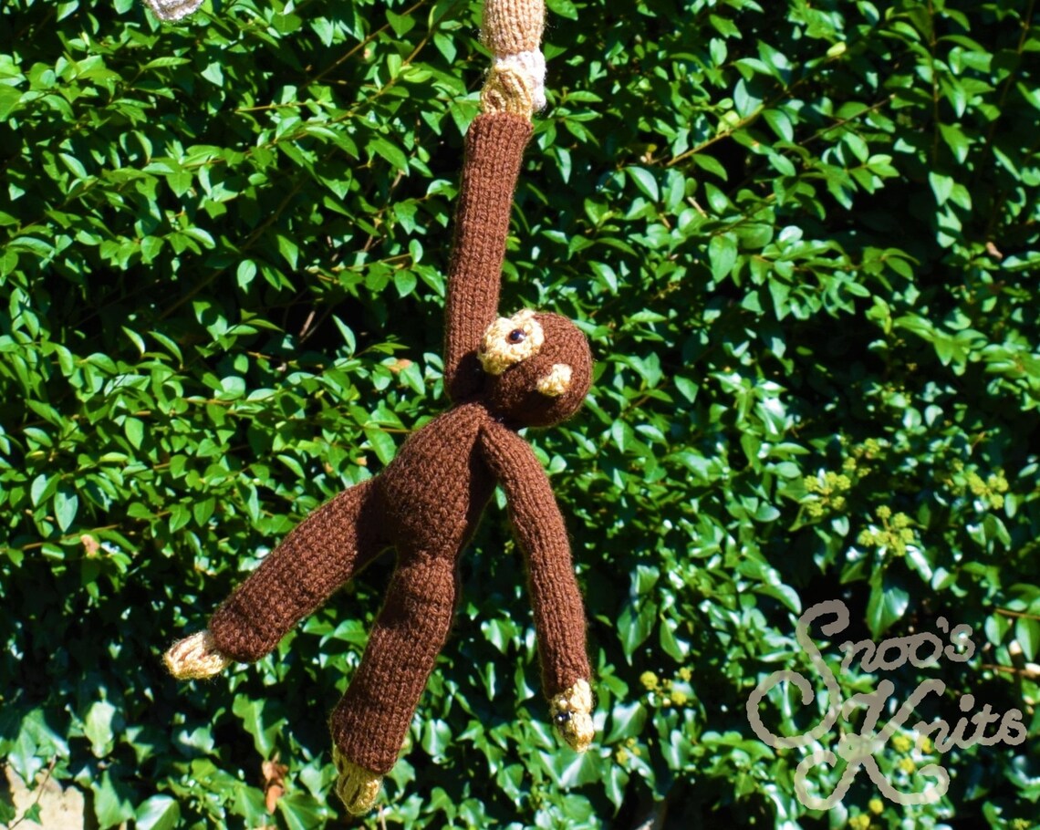 Hanging Monkey Chimpanzee Toy Two Sizes Knitting Pattern - Etsy