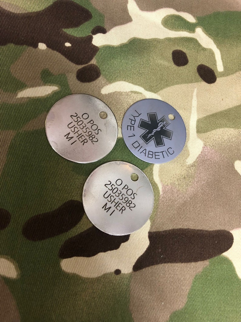 Engraved Current British Army Identification ID Dog Tags (same on Both ...