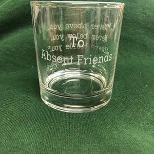 Engraved 'absent Friends' Whiskey Tumbler Glass 330ml Sandblasted - Etsy