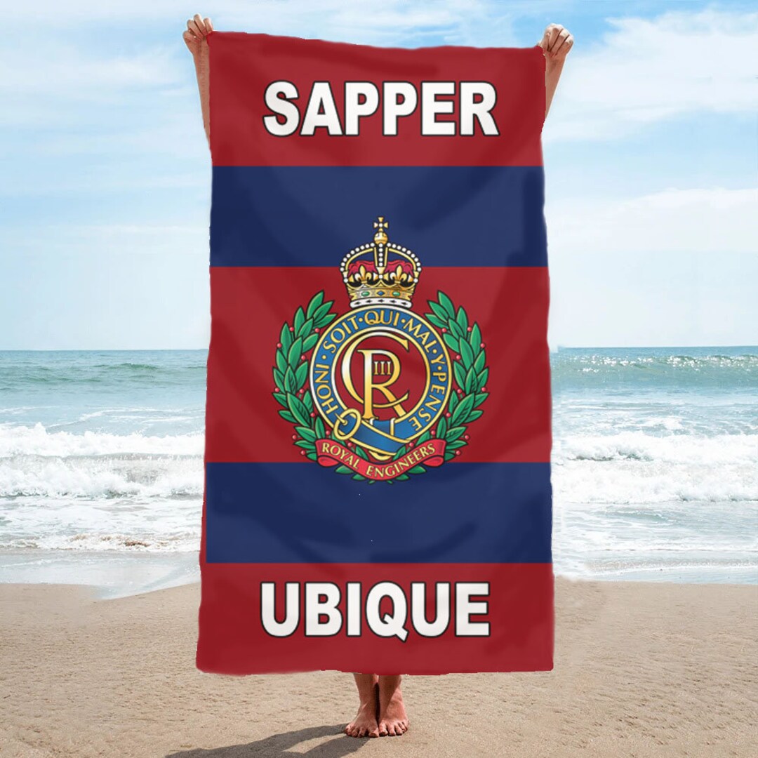 CR3 Royal Engineers / Sapper / Spr / Ubique Towel Fully Printed Beach ...