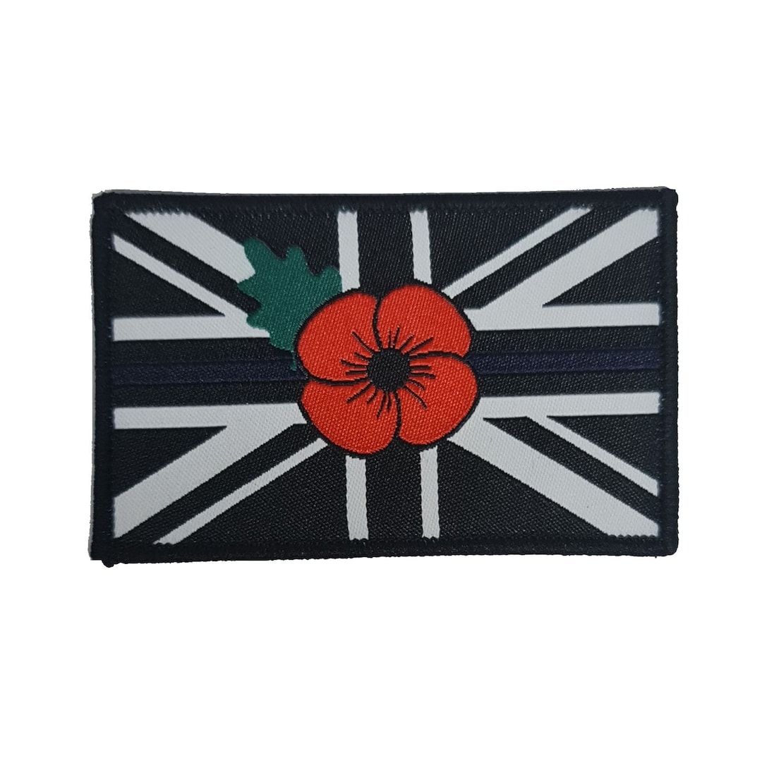 Thin Blue Line / Police / Red Poppy / Black & White Flag Patch / Woven ...