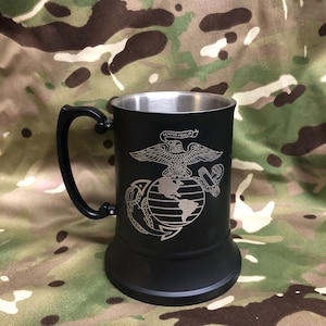 Engraved Matt Black Stainless Steel Tankard | RAF | Navy | Army ...