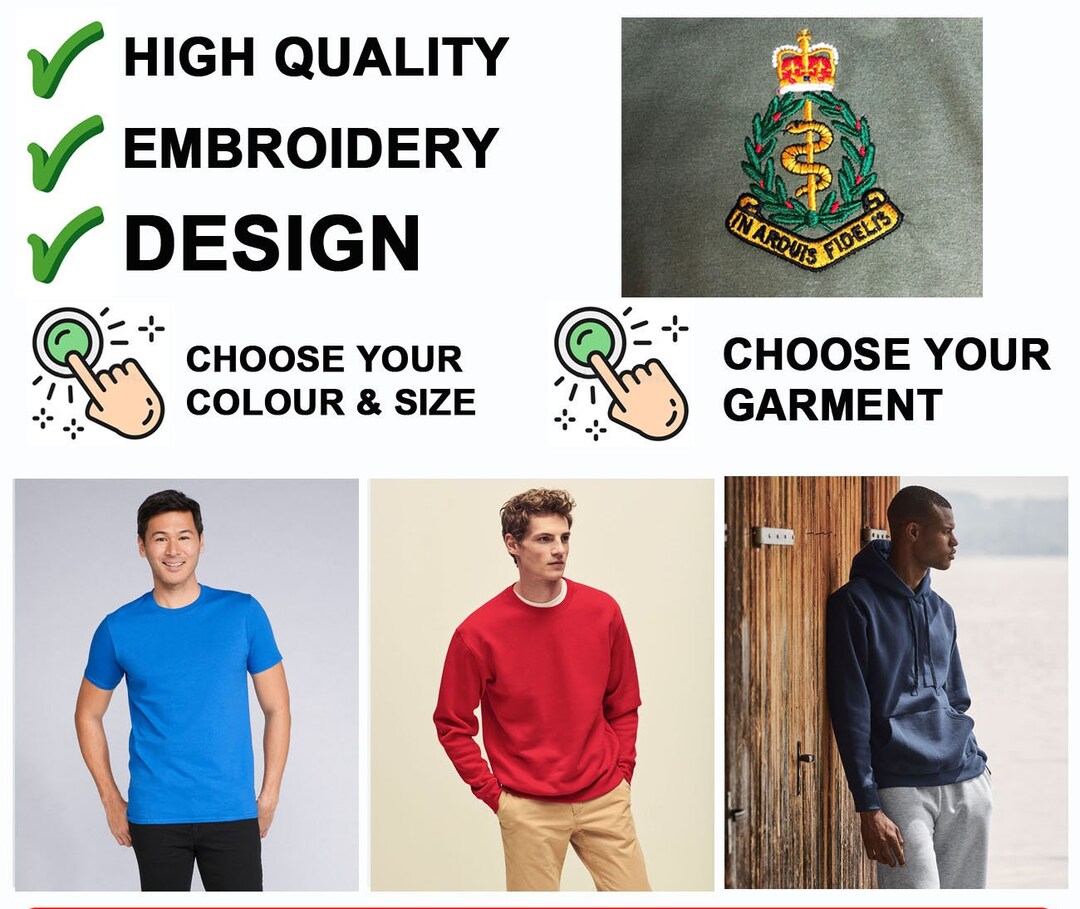 Embroidered Uk Royal Army Medical Corps Ramc British Logo Motif T-SHIRT ...