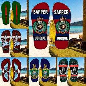 Fully Printed Customised Army Flip Flops sapper, Commando, Airborne ...