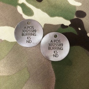 Engraved Current British Army Identification ID Dog Tags (same on Both ...