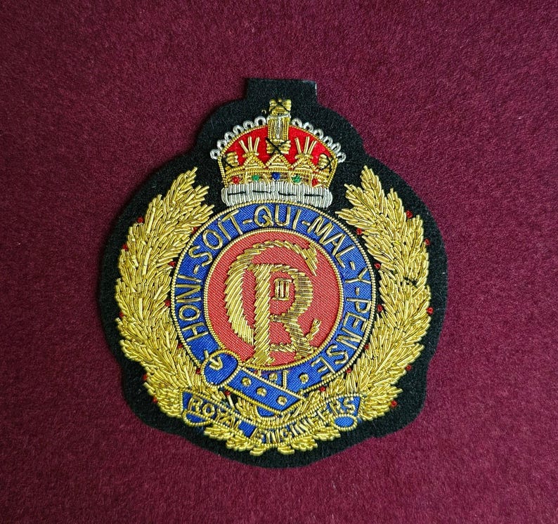 The Corps of Royal Engineers (CRE/ RE) (sapper) Hand Embroidered Wire ...