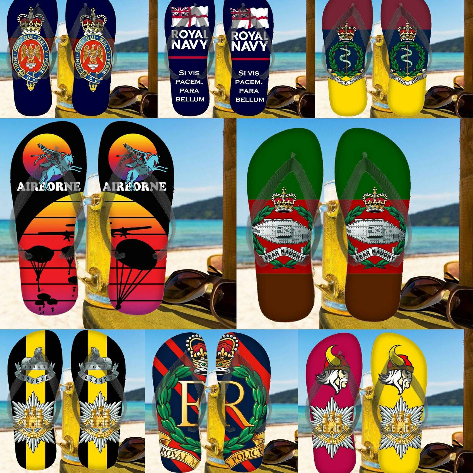 Fully Printed Customised Army Flip Flops sapper Commando - Etsy UK