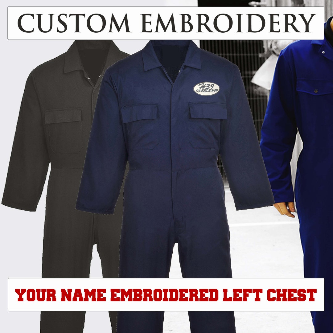 Personalised - Poly Cotton Work Coveralls Overalls (navy Only) Vintage ...