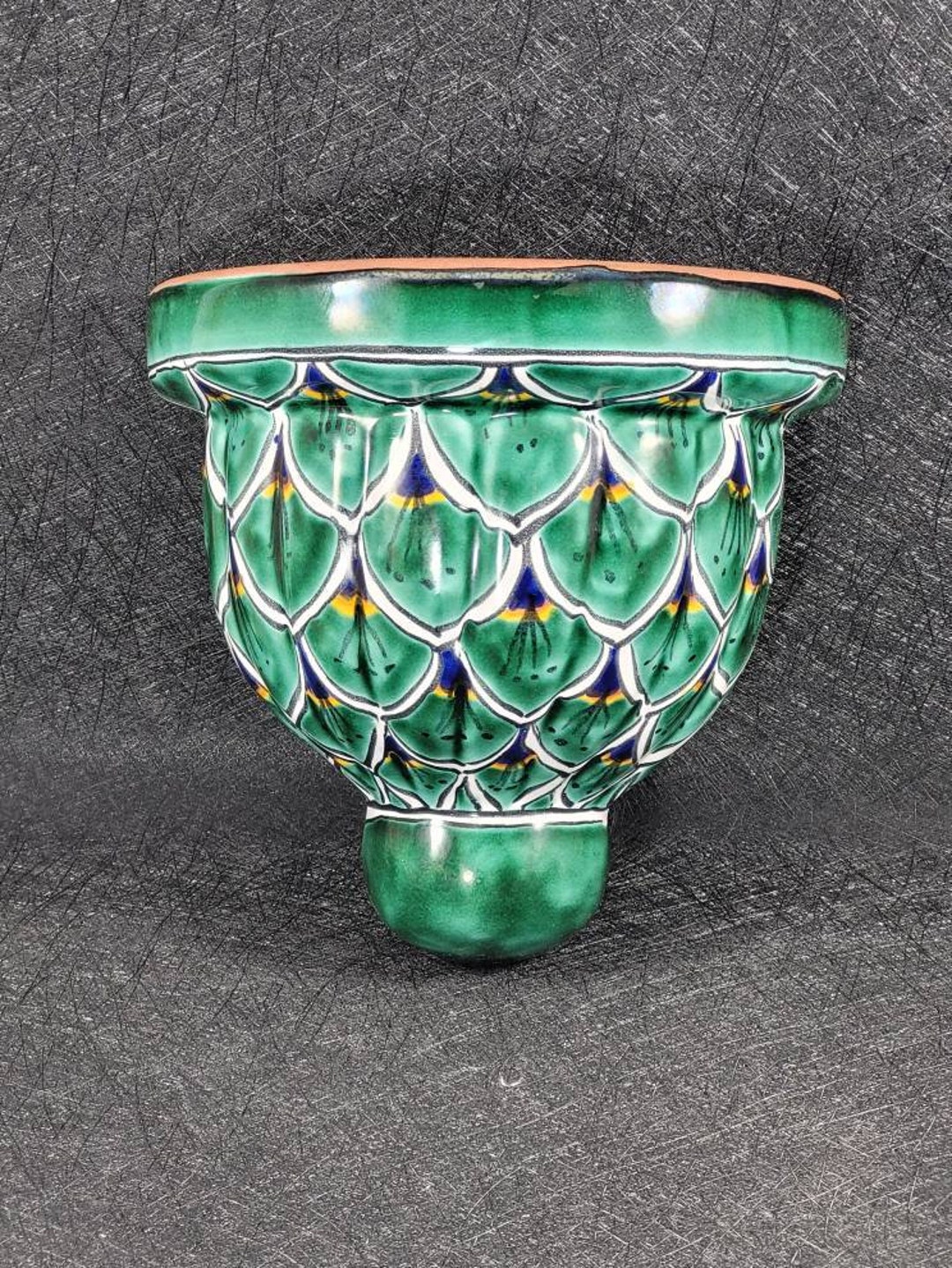Talavera Pottery Mexican Folk Art Wall Hanging Planter Pocket Peacock ...