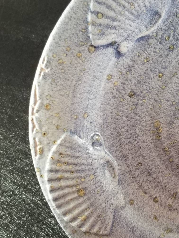 Set of 2 Embossed Shell Design Stoneware Plates Hand Painted - Etsy