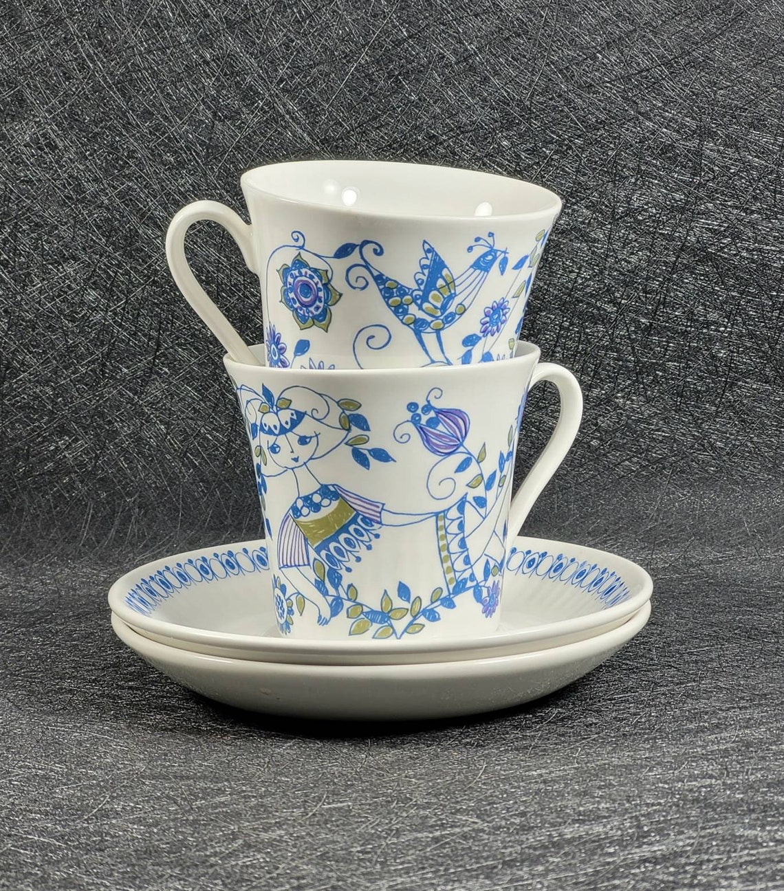 2 Vintage FIGGJO Flint Lotte Cups and Saucers Turi Design NORWAY - Etsy
